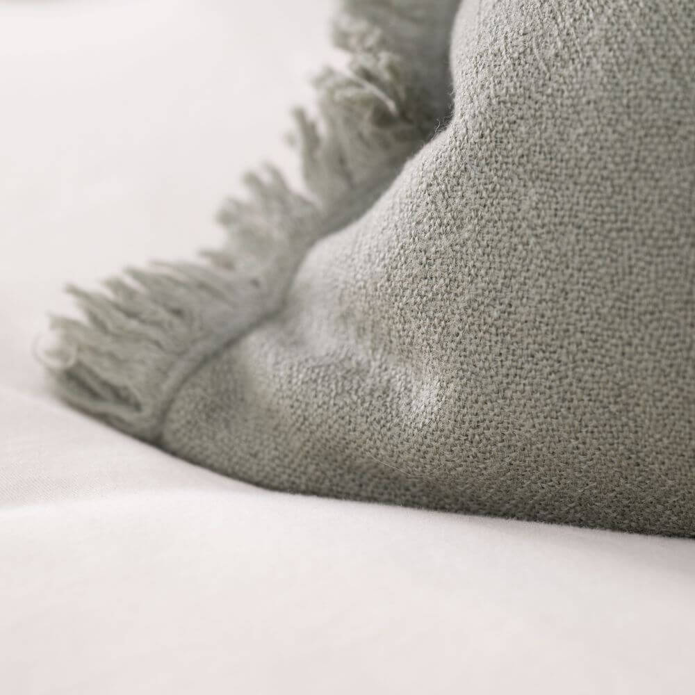 Wool pillowcase 60x40 with fringes | olive pillow | pillowcases – moyha